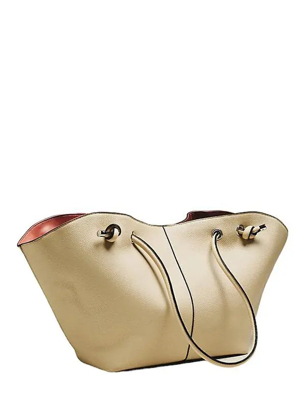 Maeve Pebbled Faux-leather Tote With Knotted Strap Details - Cream