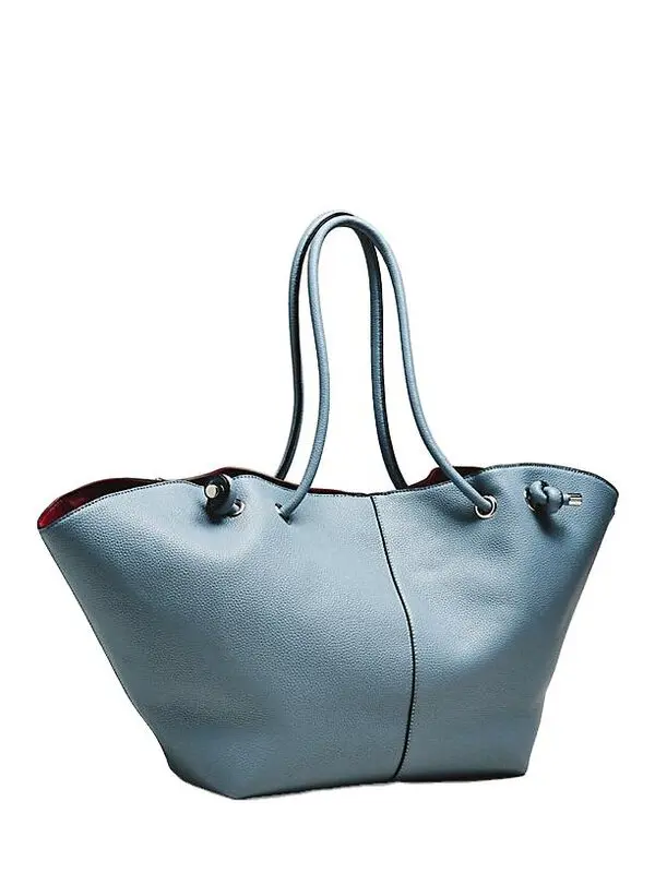 Maeve Pebbled Faux-leather Tote With Knotted Strap Details - Light Blue