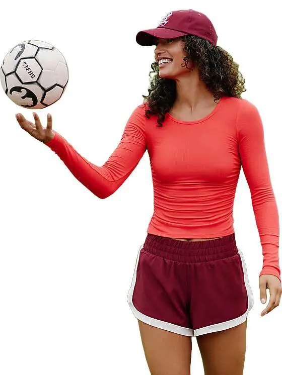 Daily Practice Fitted Long Sleeve Top - Red