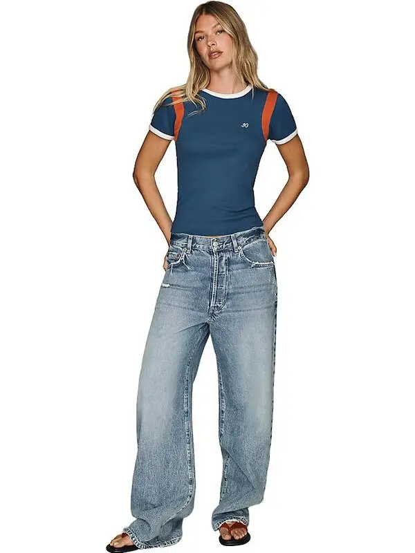 Anthropologie Sporty Colorblocked T-shirt - Navy