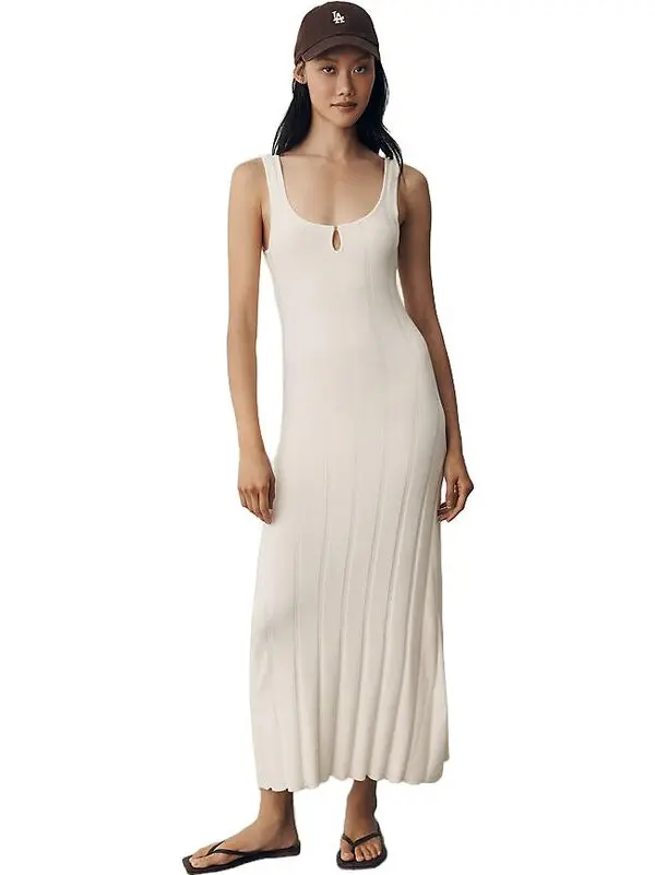 L*Space Ribbed Keyhole Sweater Midi Dress - Ivory