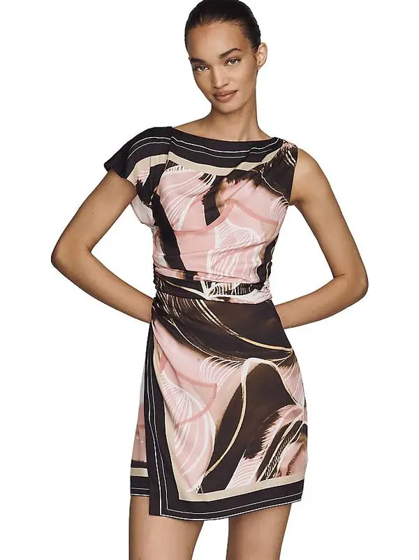 AMUR Jovie Mini Dress - Neutral Pattern
