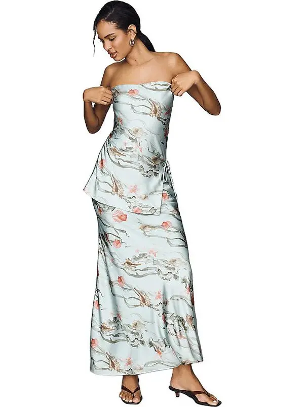 AMUR Tiered Strapless Maxi Dress - Blue