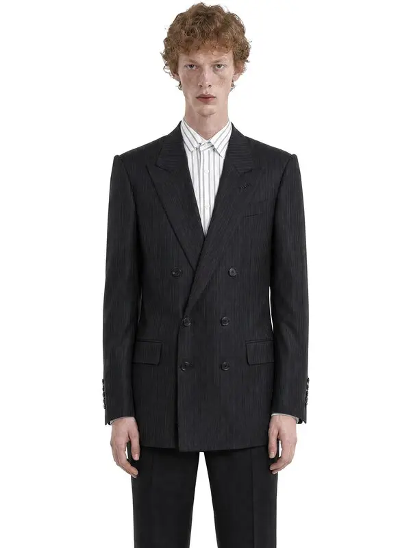 TOM FORD Saxony Herringbone Stripe Jacket - Blue