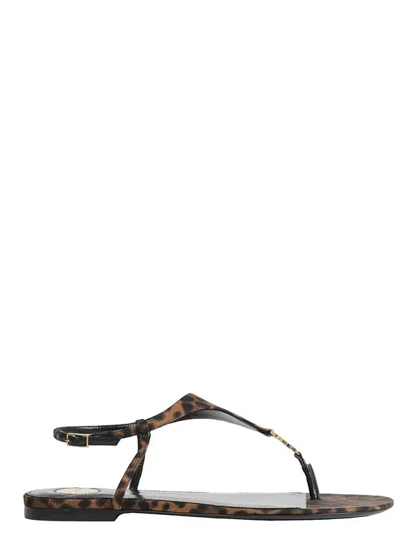 Saint Laurent Cassandra Leopard Print Sandals - Brown