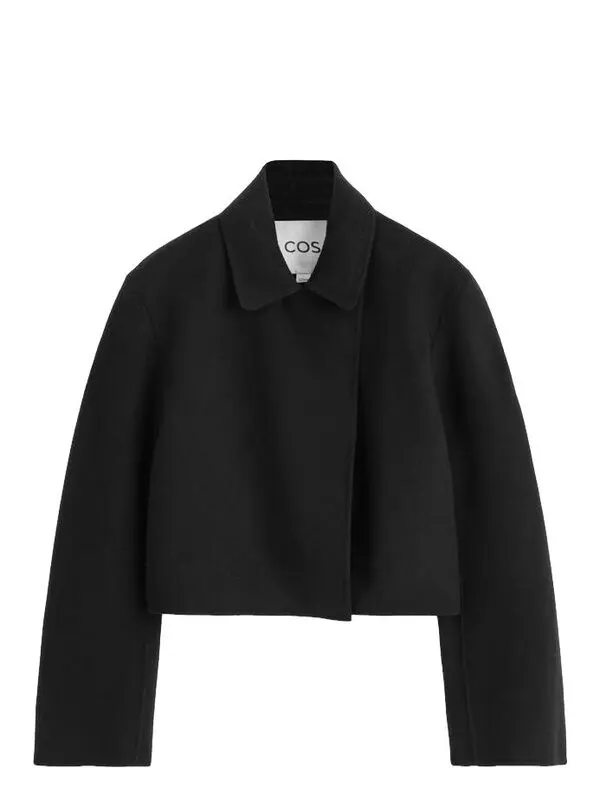 Cos Oversized Cropped Double-faced Wool Jacket - Black