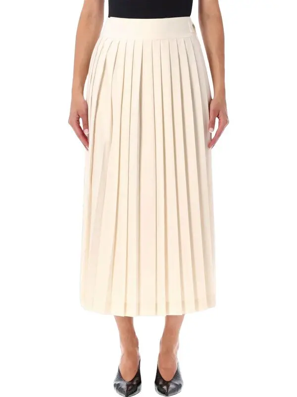 RÓHE High-waisted Pleated Midi Skirt With Side Buttons - White