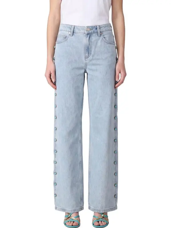 Cult Gaia Elphie Embroidered Wide-leg Jeans - Beige