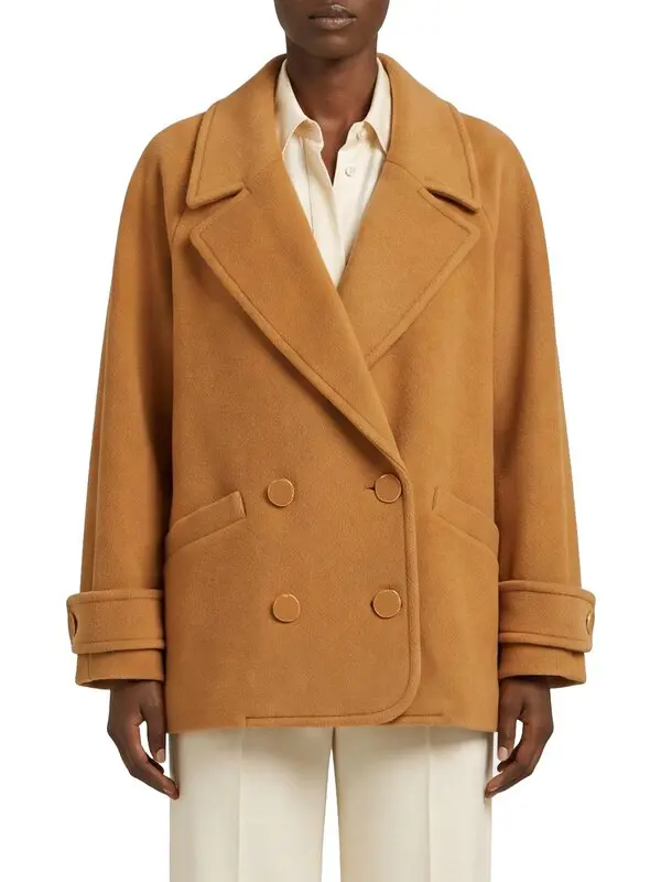 Chloé Double-breasted Merino Wool Peacoat - Camel