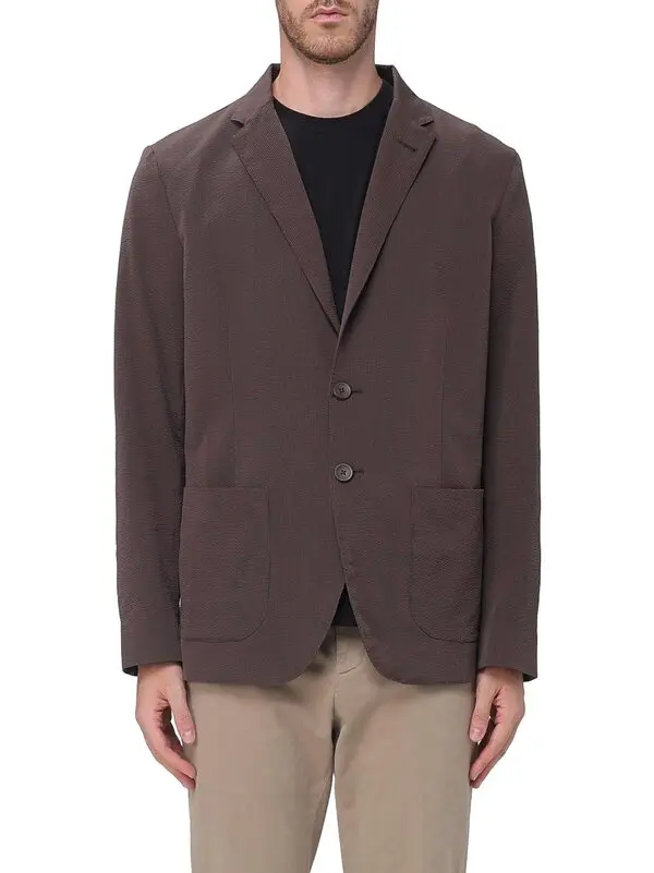 Herno Single-breasted Technical Fabric Blazer With Patch Pockets - Brown