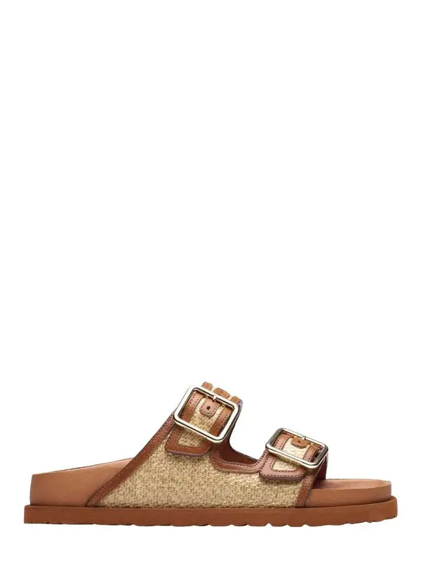 BIRKENSTOCK Arizona Flat Sandals With Leather And Raffia - Brown