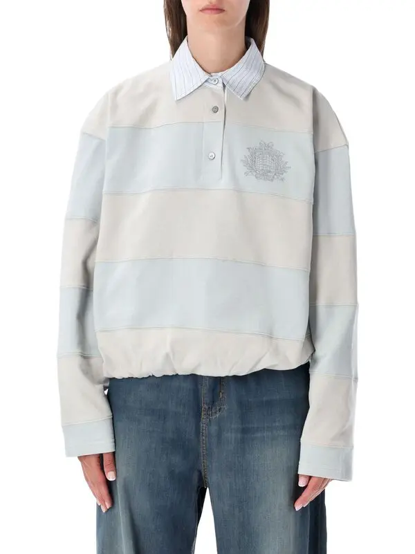 Acne Studios Striped Sweatshirt With Collared Neck - Blue