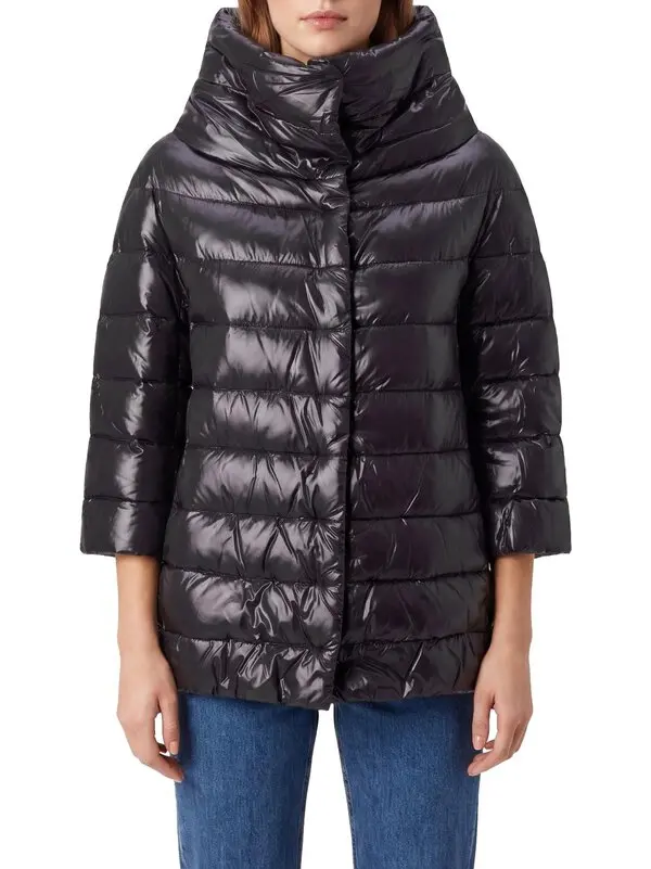 Herno Water-repellent Quilted Puffer Jacket With High Neck - Black
