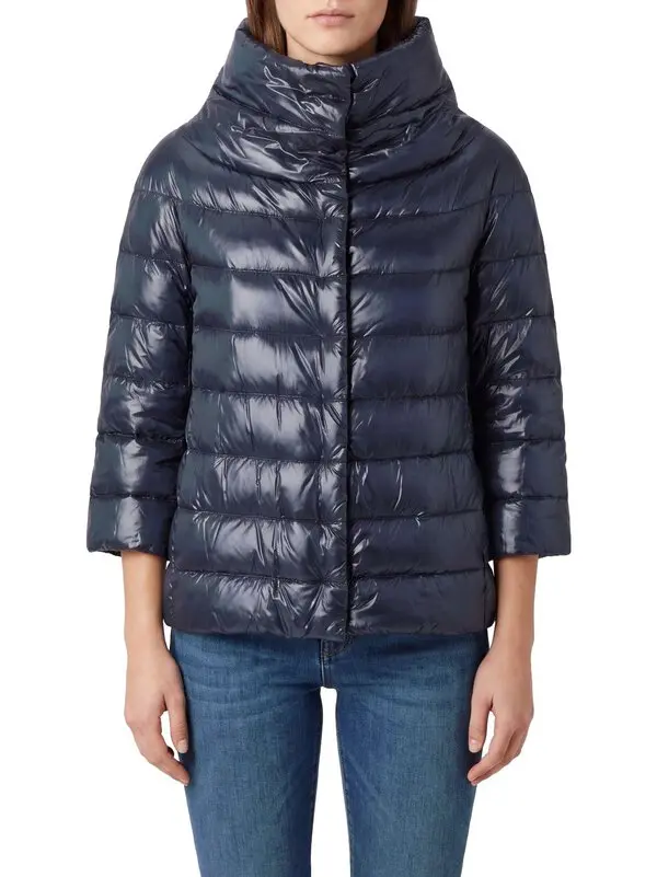 Herno Water-repellent Quilted Puffer Jacket With High Neck - Blue