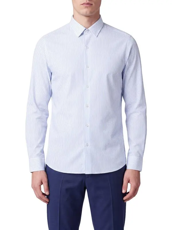 RRD Striped Technical Fabric Shirt With A Slim Fit And Classic Collar - White