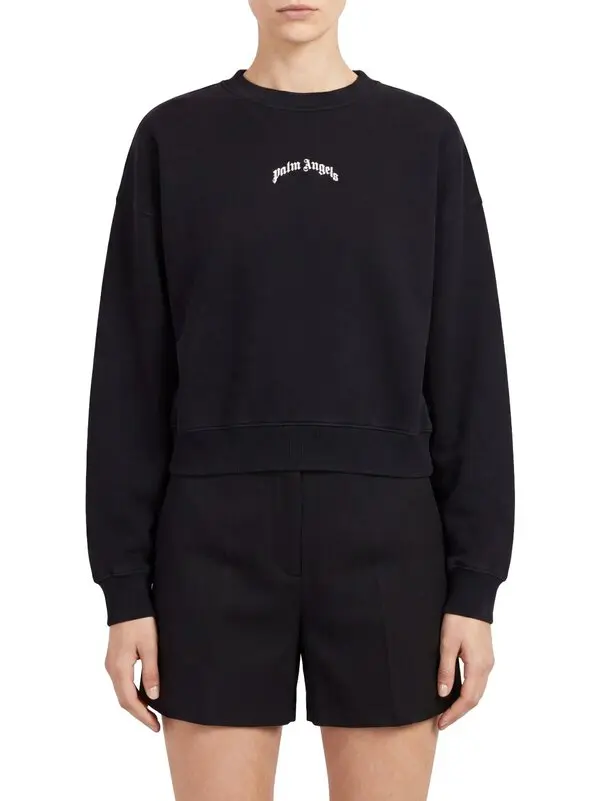 Palm Angels Logo Crewneck Sweatshirt - Black