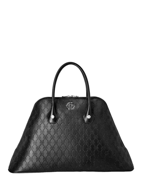 Philipp Plein Monogrammed Top Handle Bag - Black