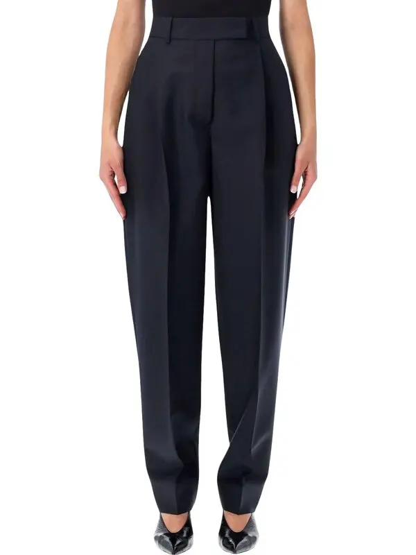 RÓHE High-waisted Wide-leg Trousers In Virgin Wool And Mohair With Pleats - Blue