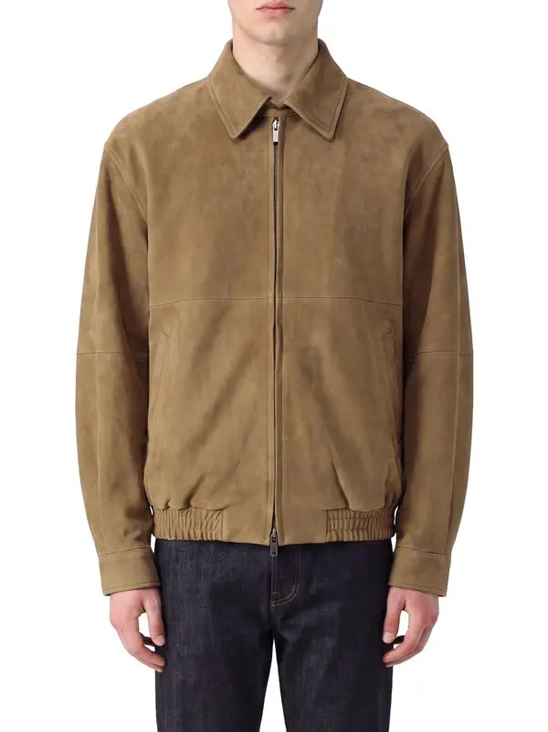 TONYWACK Suede Shirt Jacket With Zip Closure - Biscuit
