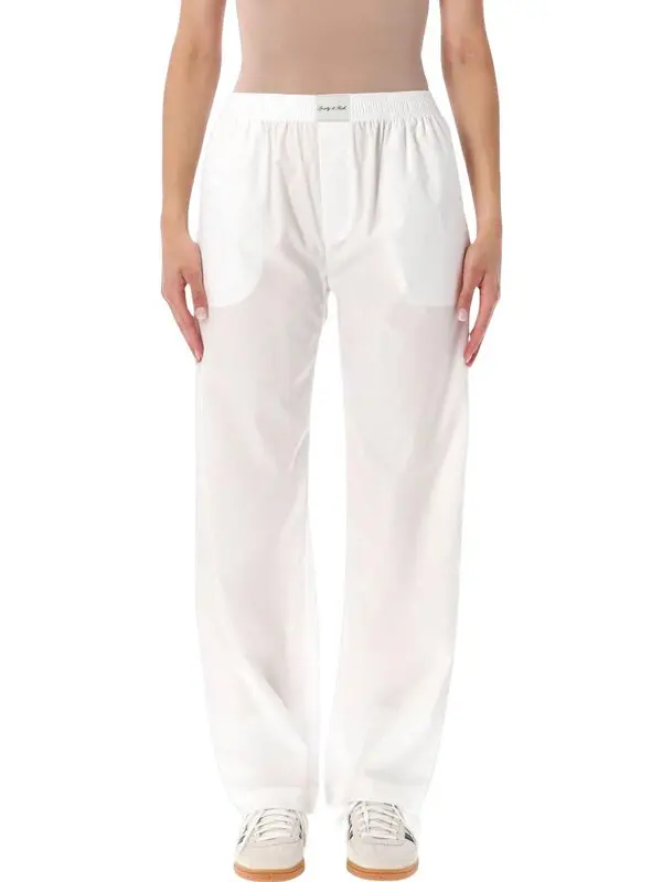 SPORTY & RICH Relaxed Fit Cotton Pants - White