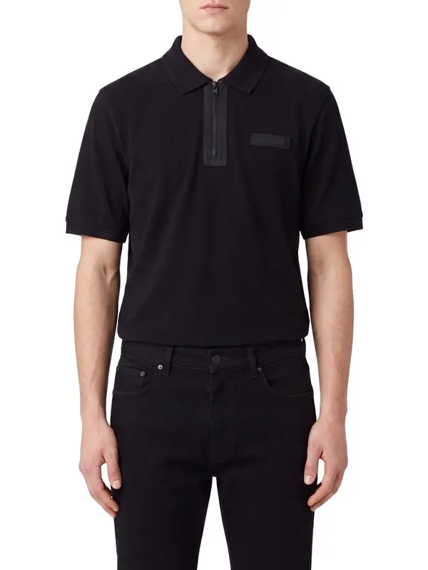 Maison Kitsuné Organic Cotton Half-zip Polo Shirt - Black