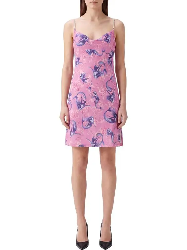 Versace Graphic Print Mini Sheath Dress - Pink