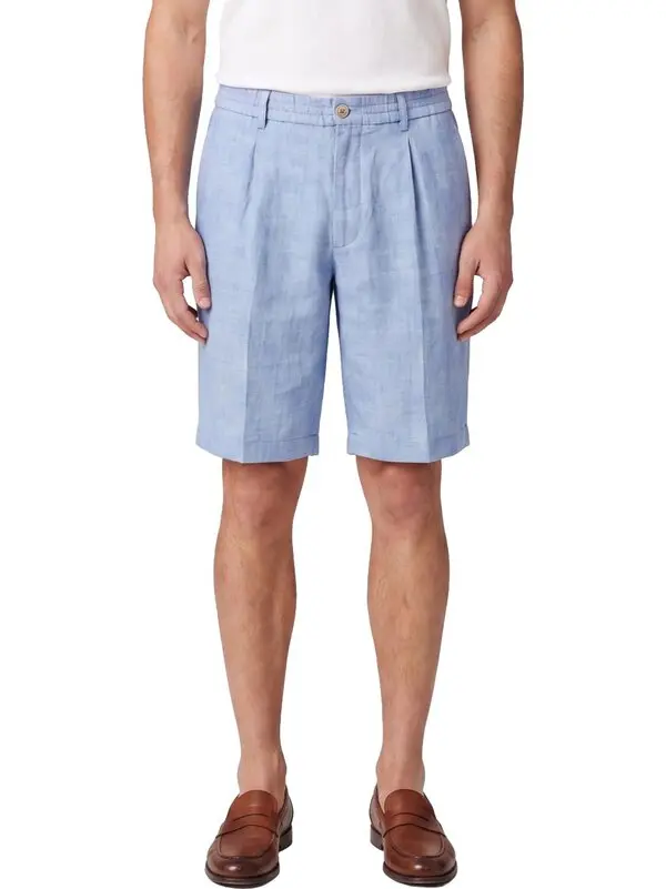 Brunello Cucinelli Linen And Virgin Wool Chino Shorts - Blue