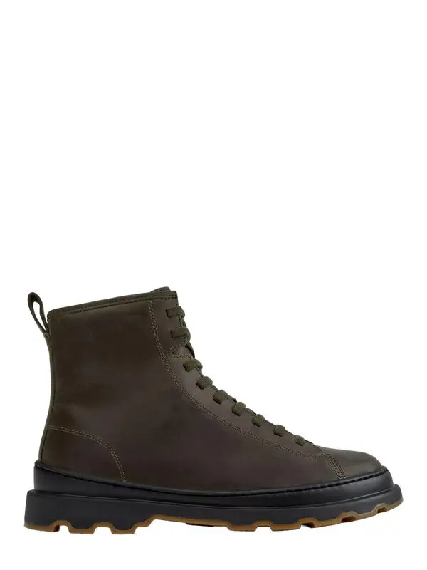 Camper Brutus+ Lace-up Smooth Leather Ankle Boots With Rubber Sole - Green
