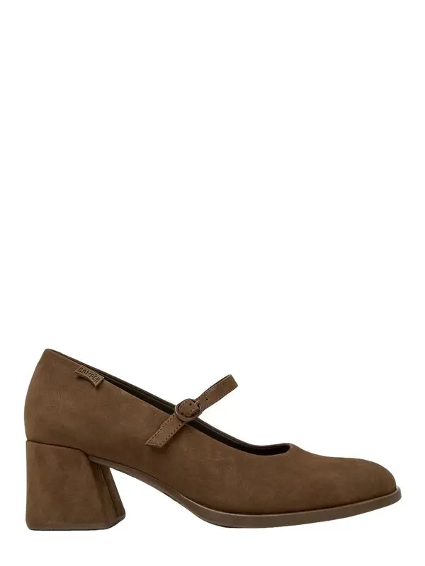Camper Kora Suede Mary Jane Pumps With Flared Mid-heel - Brown