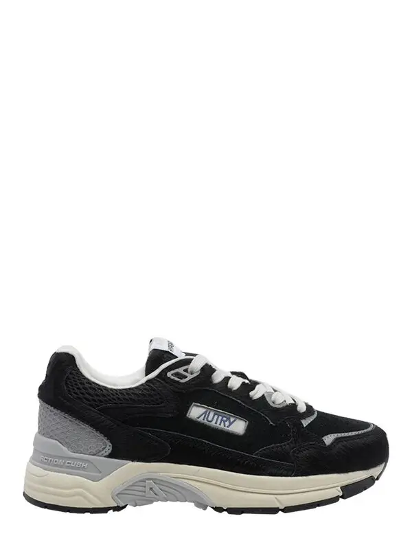AUTRY Hyperway Low-top Leather And Mesh Sneakers With Serrated Sole - Black