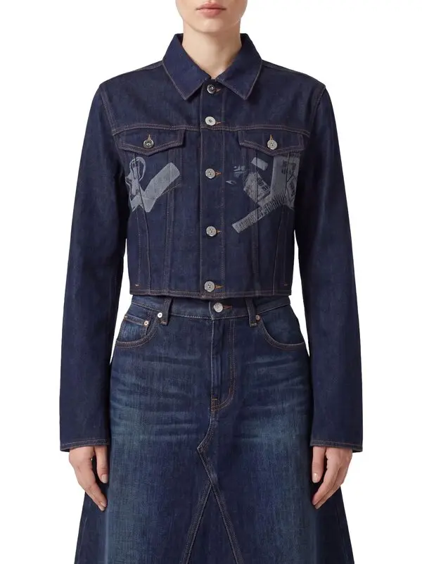 JEAN PAUL GAULTIER Graphic Print Denim Shirt Jacket - Blue