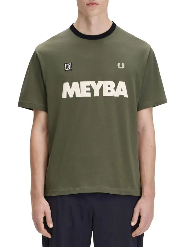 Fred Perry Printed Cotton Crew Neck T-shirt With Contrast Trims And Logo - Green