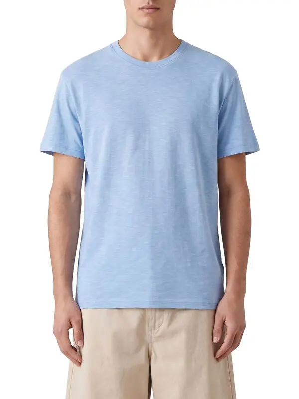 Closed Crew Neck Cotton T-shirt With A Straight Hem And Regular Shoulders - Gnawed Blue