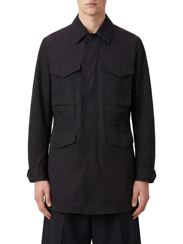 Comme Des Garçons Knee-length Cotton And Linen Utility Parka - Black