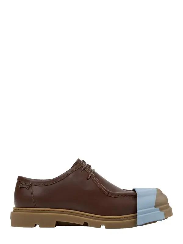 Camper Junction Smooth Calfskin Derby Shoes With Rubber Toe Reinforcement - Brown