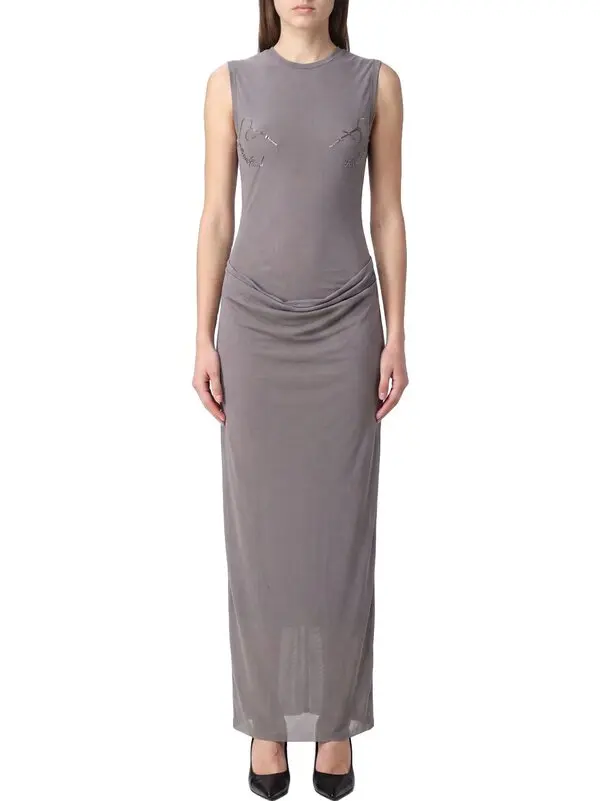 JEAN PAUL GAULTIER Sleeveless Draped Jersey Sheath Dress - Grey