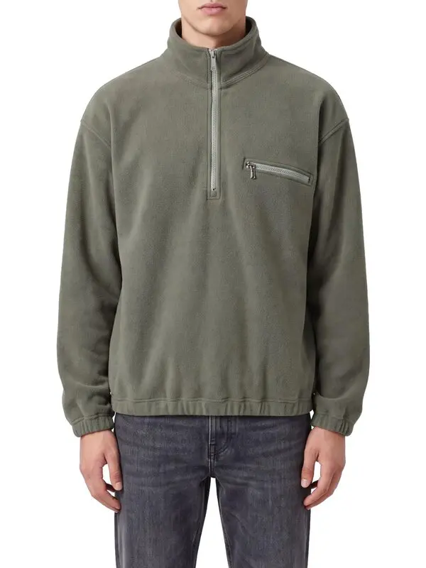 RIER Pure Wool Half-zip Jumper With Dropped Shoulders - Grey