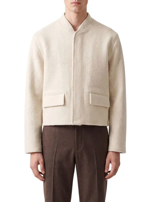 RIER Single-breasted Wool Bomber Jacket With Concealed Closure - White