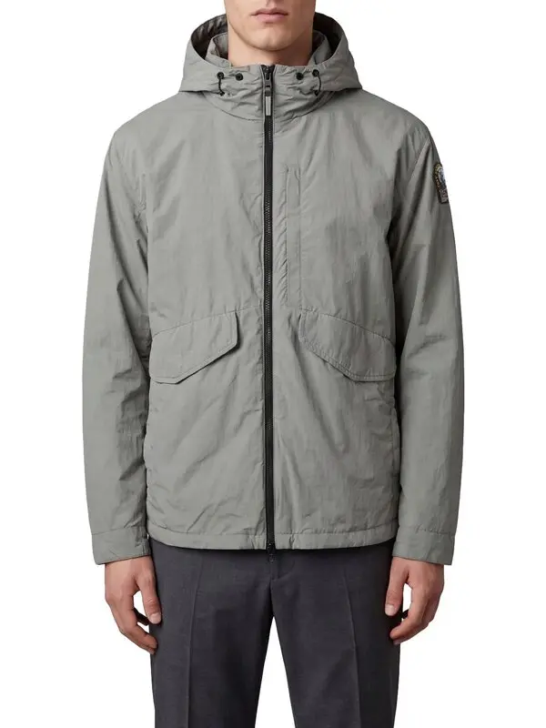 PARAJUMPERS Hooded Windbreaker Jacket In Nylon And Cotton - Grey