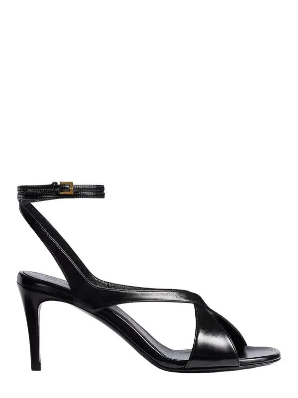 Khaite Liria Smooth Leather Stiletto Sandals With Ankle Strap - Black