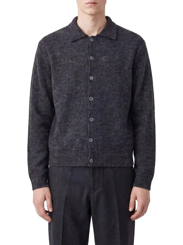 Our Legacy Long-sleeved Cardigan In Wool And Alpaca Blend - Black