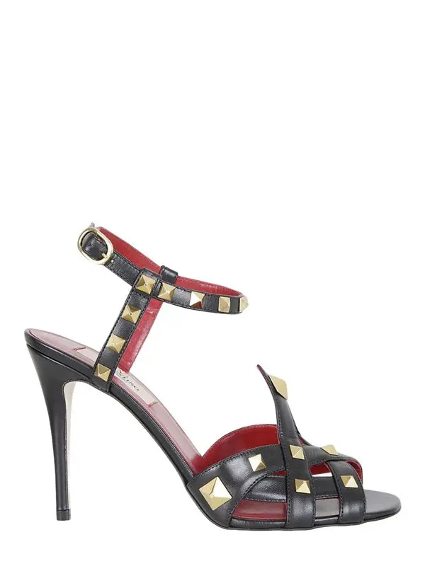 Valentino Garavani Studded Leather High-heeled Sandals - Black