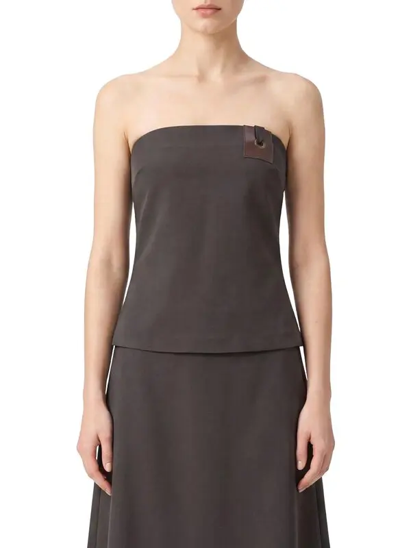 Paloma Wool Strapless Top With Leather Detail - Brown