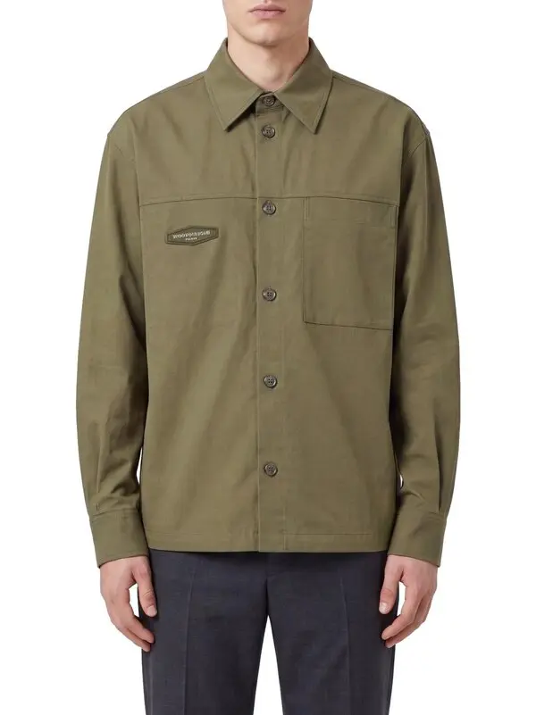 WOOYOUNGMI Long-sleeved Casual Cotton Shirt With Applied Pocket - Green