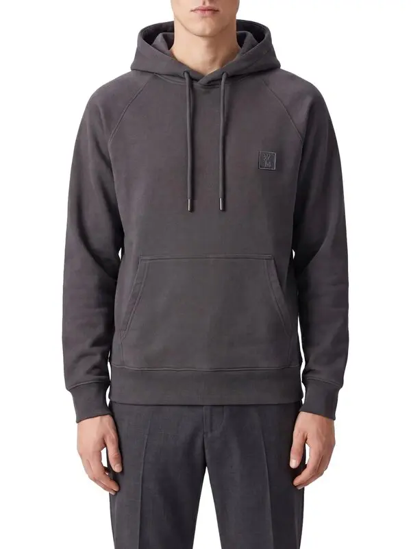 WOOYOUNGMI Slim Fit Cotton Hoodie With Drawstring And Kangaroo Pocket - Grey