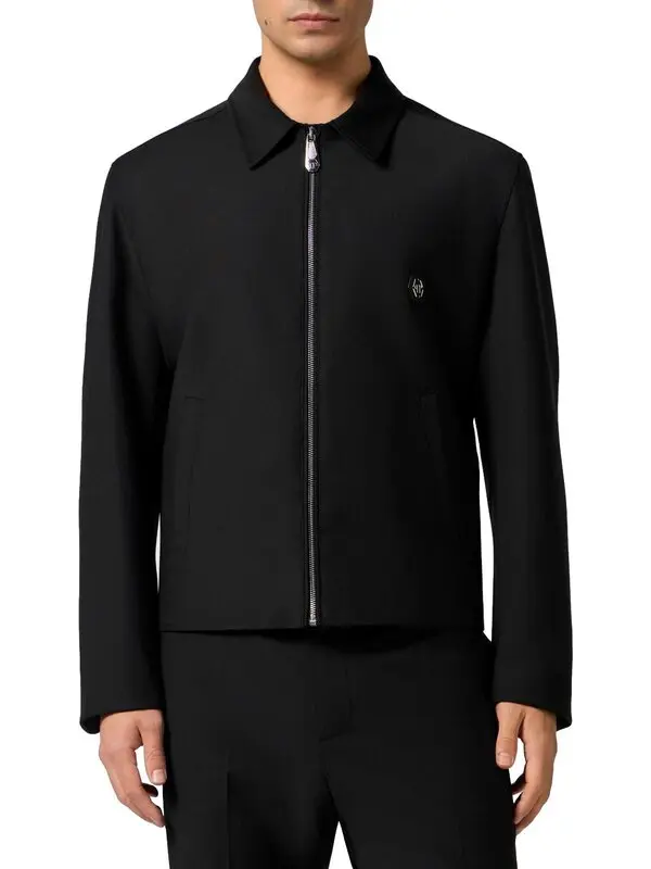 Philipp Plein Wool Short Coat - Black