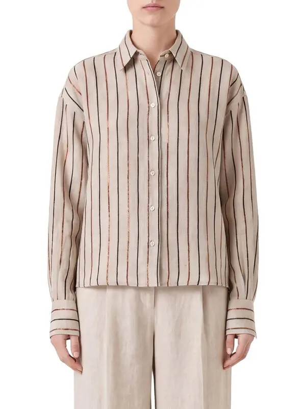 Brunello Cucinelli Striped Shirt - Beige