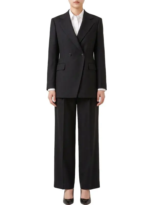 Tagliatore Double-breasted Viscose Blend Suit - Black