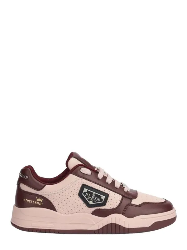 Philipp Plein Lace-up Perforated Leather Sneakers - Amaranth