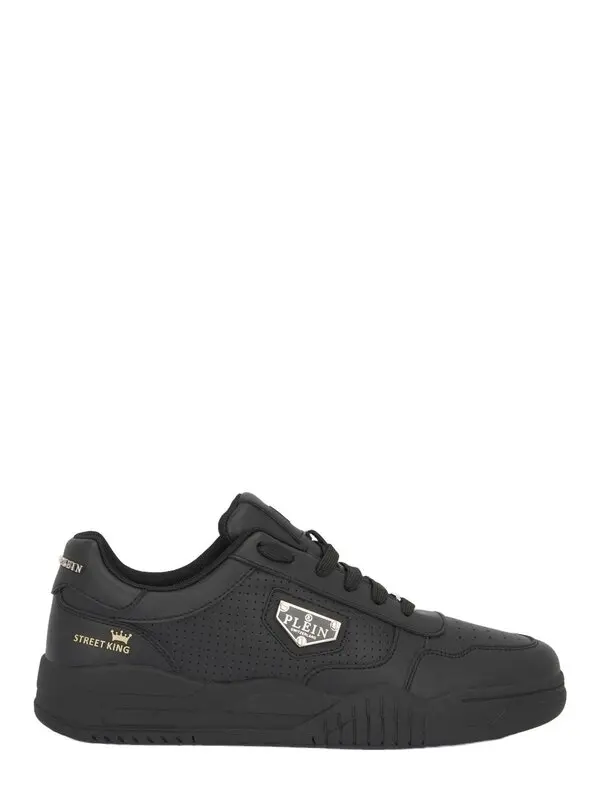 Philipp Plein Lace-up Perforated Leather Sneakers - Black